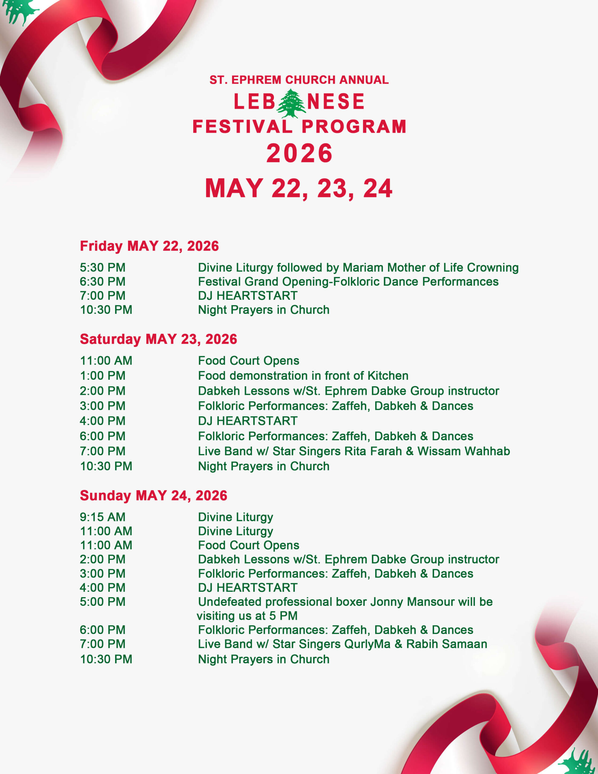 Festival Program | San Diego Lebanese Festival
